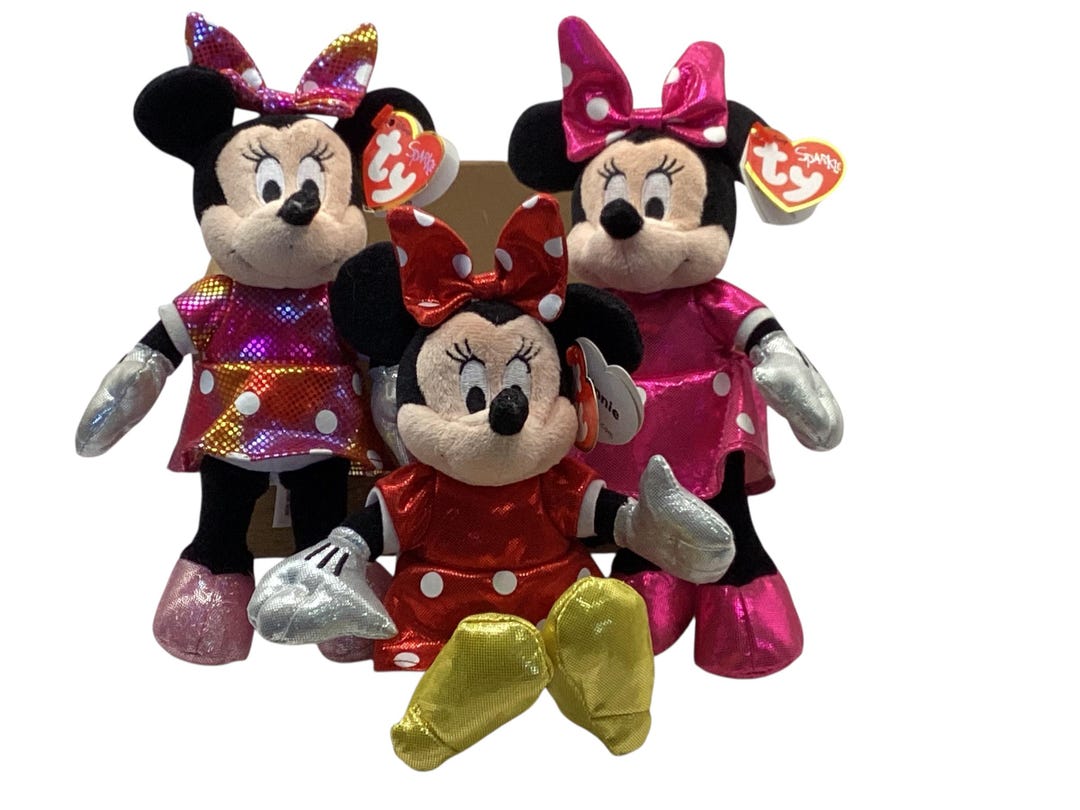 Minnie Mouse Trio TY Sparkle Beanie Baby Set - Etsy
