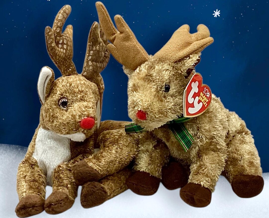 Roxie & Rudy Red Nosed Reindeer TY Beanie Baby Set - Etsy