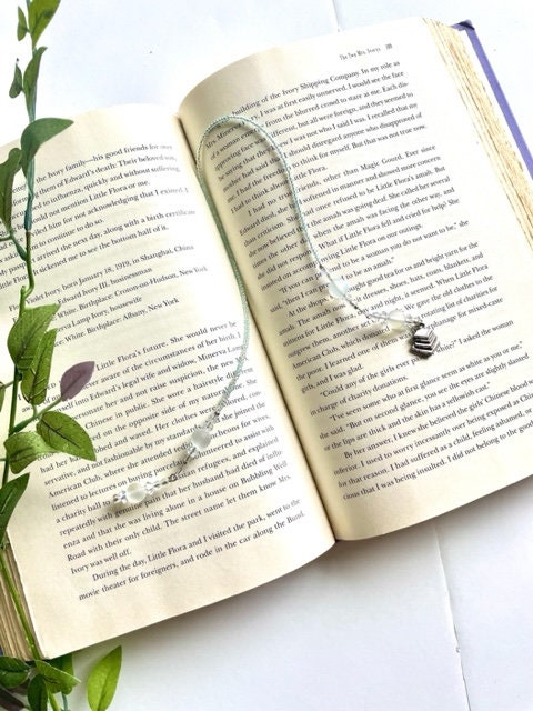 Iridescent/clear Crystal With Stacked Books Charm Beaded Bookmark - Etsy