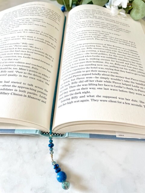 Dark Blue Shimmer Glass Beaded Bookmark - Etsy