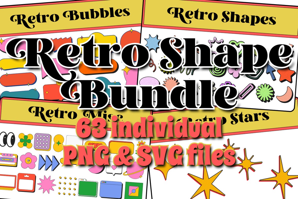 Retro Shapes Bundle PNG SVG | Instant Download | Print on Demand ...