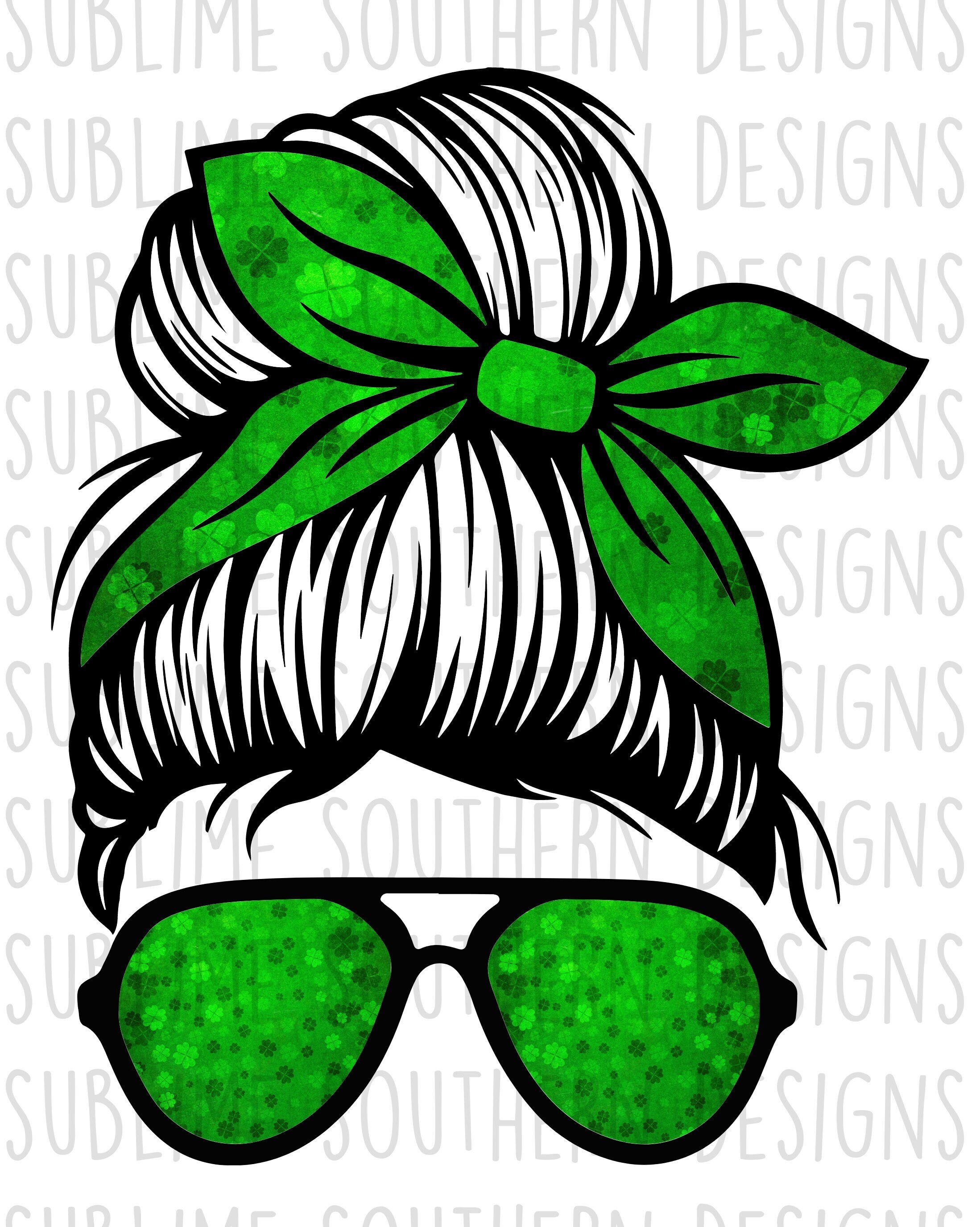 St Patricks Day Messy Bun PNG | Messy Bun Sublimation | St Paddys ...