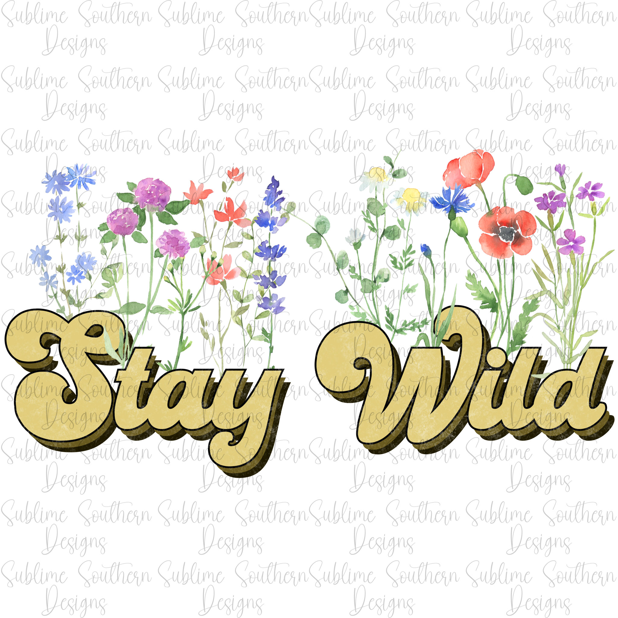 Stay Wild PNG File | Wildflower Digital Download | Retro Boho Wild ...