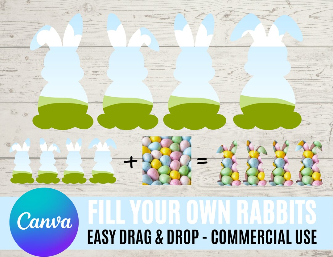 Fill Your Own Easter Bunny on Canva (4 PACK) | Editable Bunny Rabbit ...