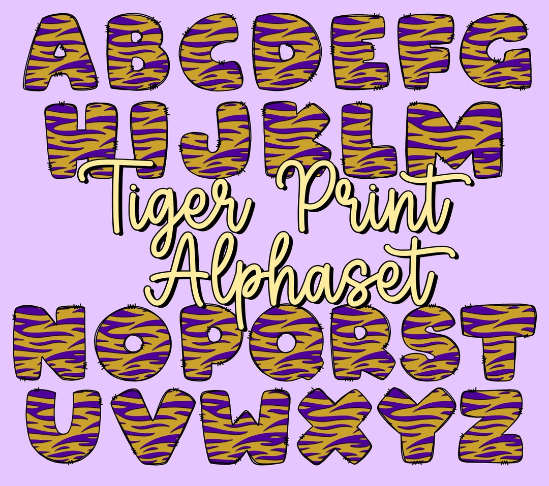 Tiger Print Alphaset | Purple & Gold Tiger Stripe Alphabet PNG Files ...