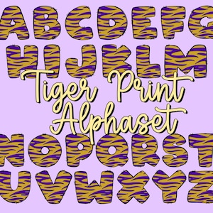 Tiger Print Alphaset | Purple & Gold Tiger Stripe Alphabet PNG Files ...