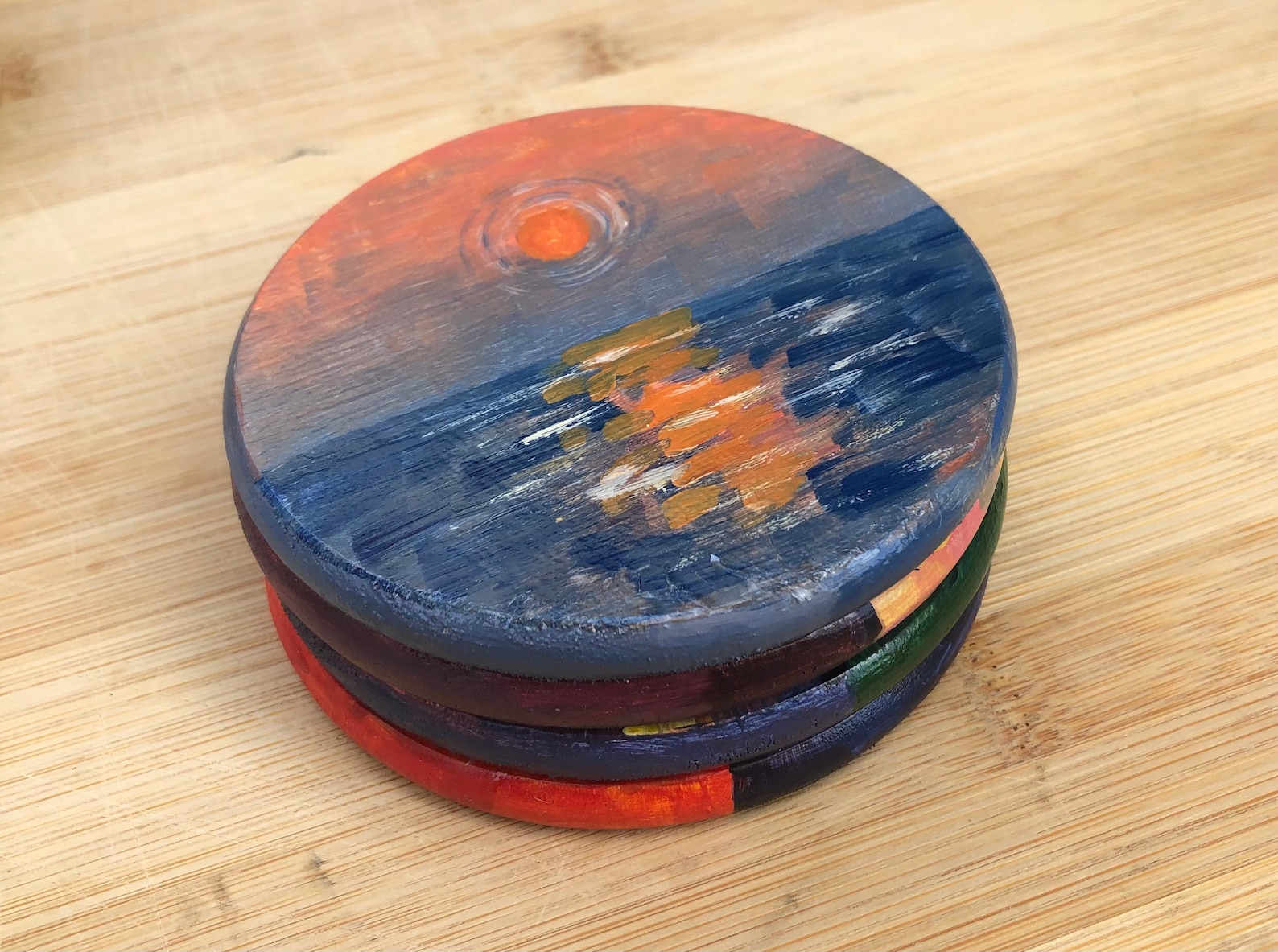 Hand Painted Wood Coasters Sunset - Etsy
