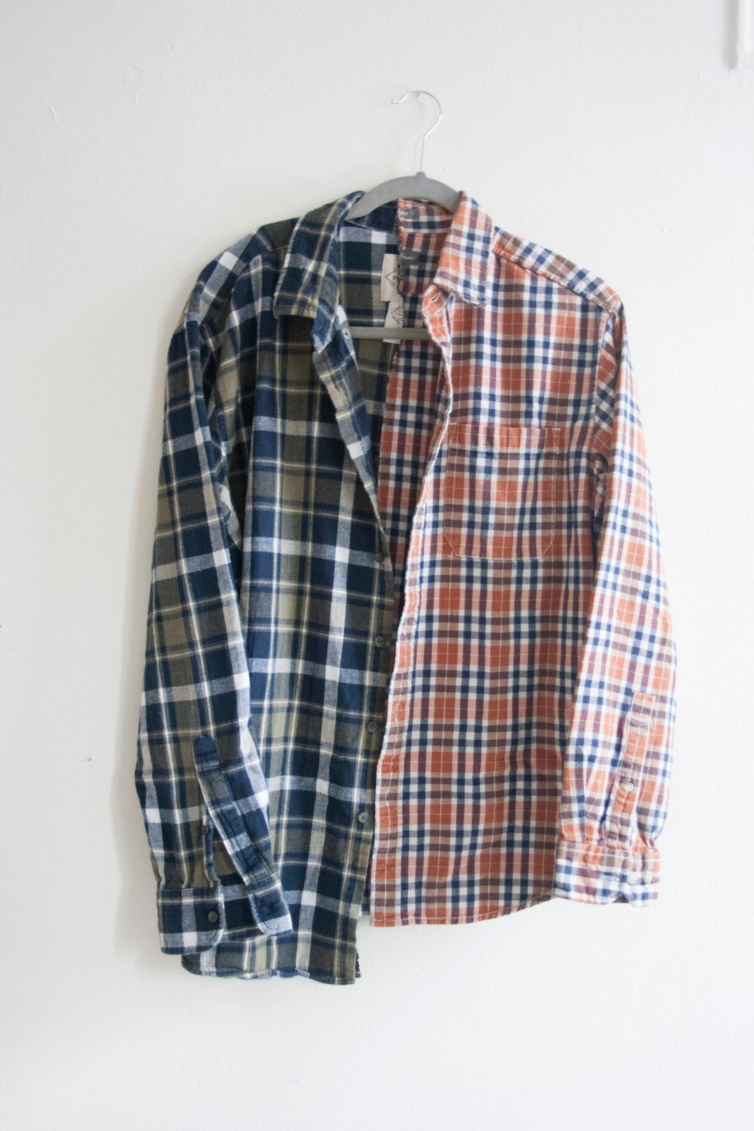 Oversized Split Color Flannel - Medium - Etsy