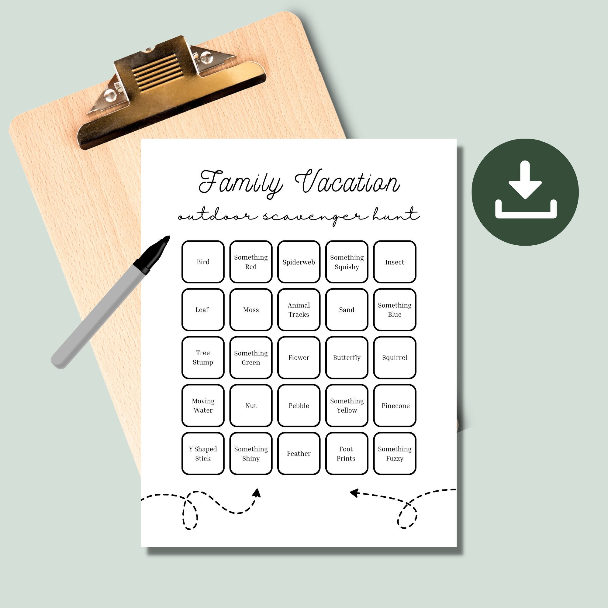 Outdoor Scavenger Hunt for Family Vacation Printable Digital Download ...