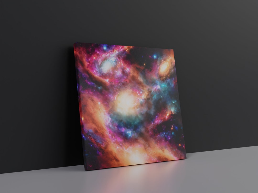 Galaxy Wall Art, Outer Space Wall Art, Space Canvas, Starry Sky, RGB ...