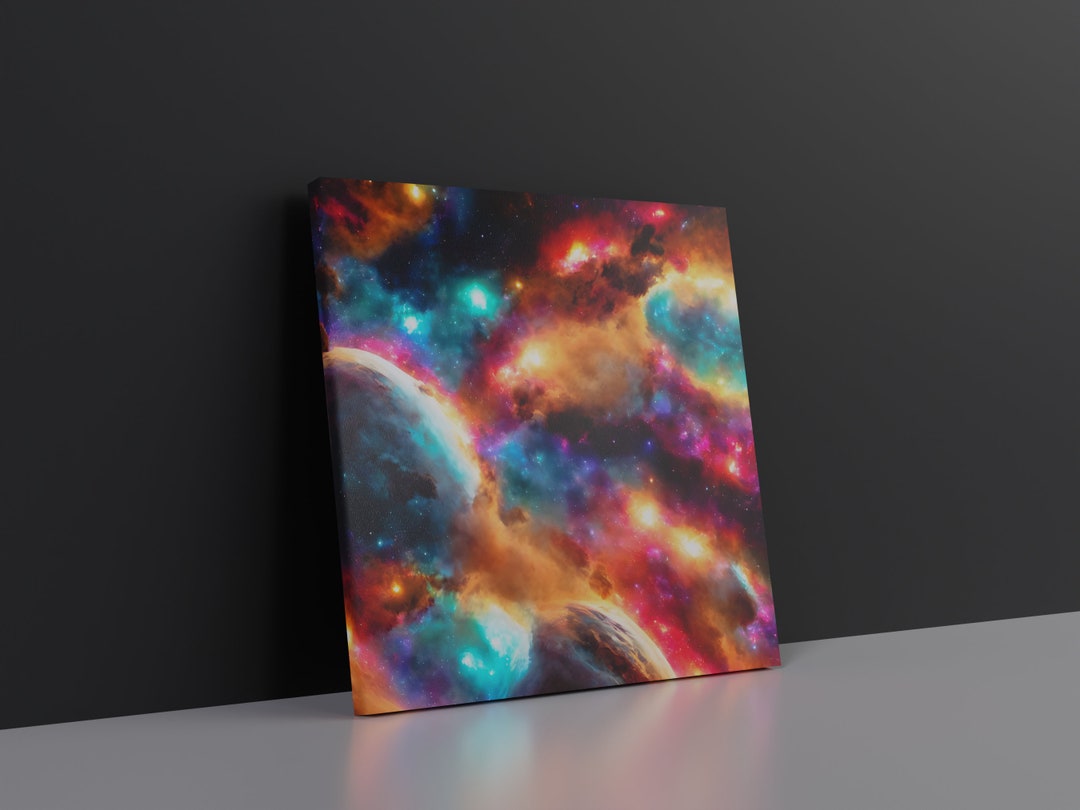 Galaxy Wall Art, Outer Space Wall Art, Space Canvas, Starry Sky, RGB ...
