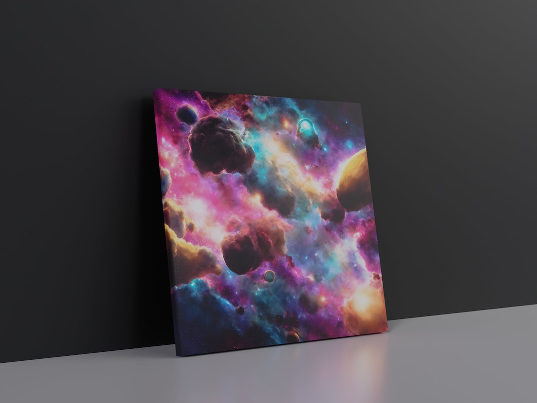 Galaxy Wall Art, Outer Space Wall Art, Space Canvas, Starry Sky, RGB ...