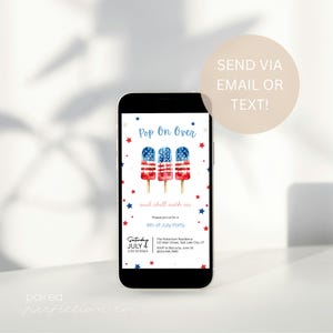 Pop on Over and Come Chill With Us 4th of July Invitation, 4th of July ...