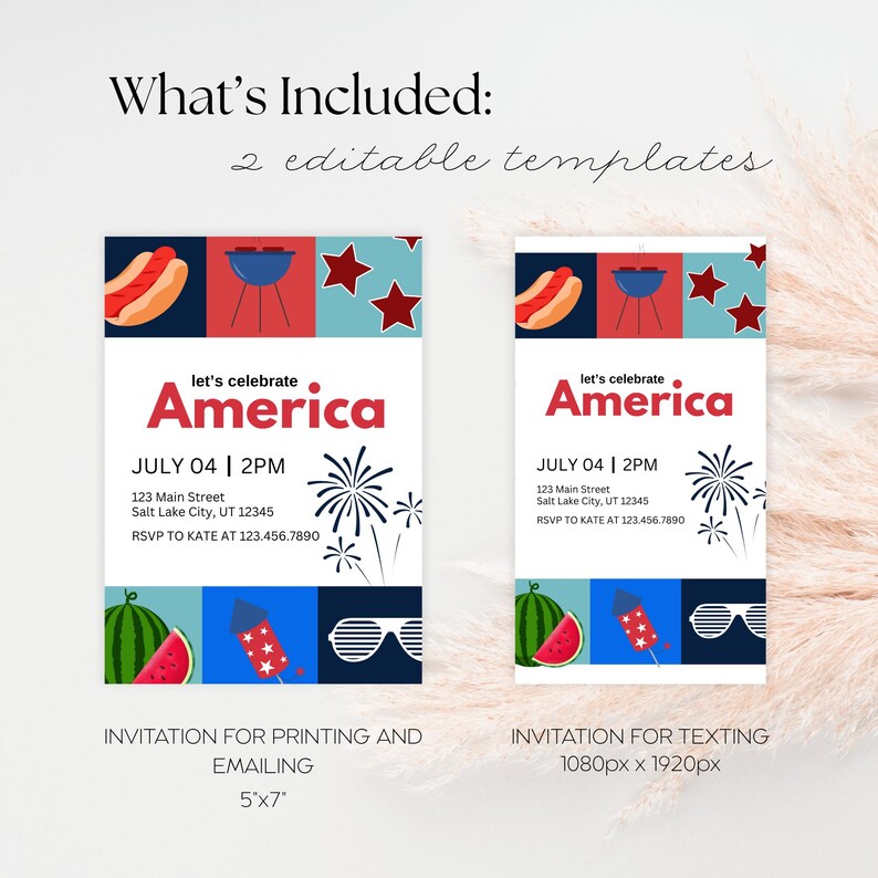 Let's Celebrate America 4th of July Invitation, 4th of July BBQ, Modern ...