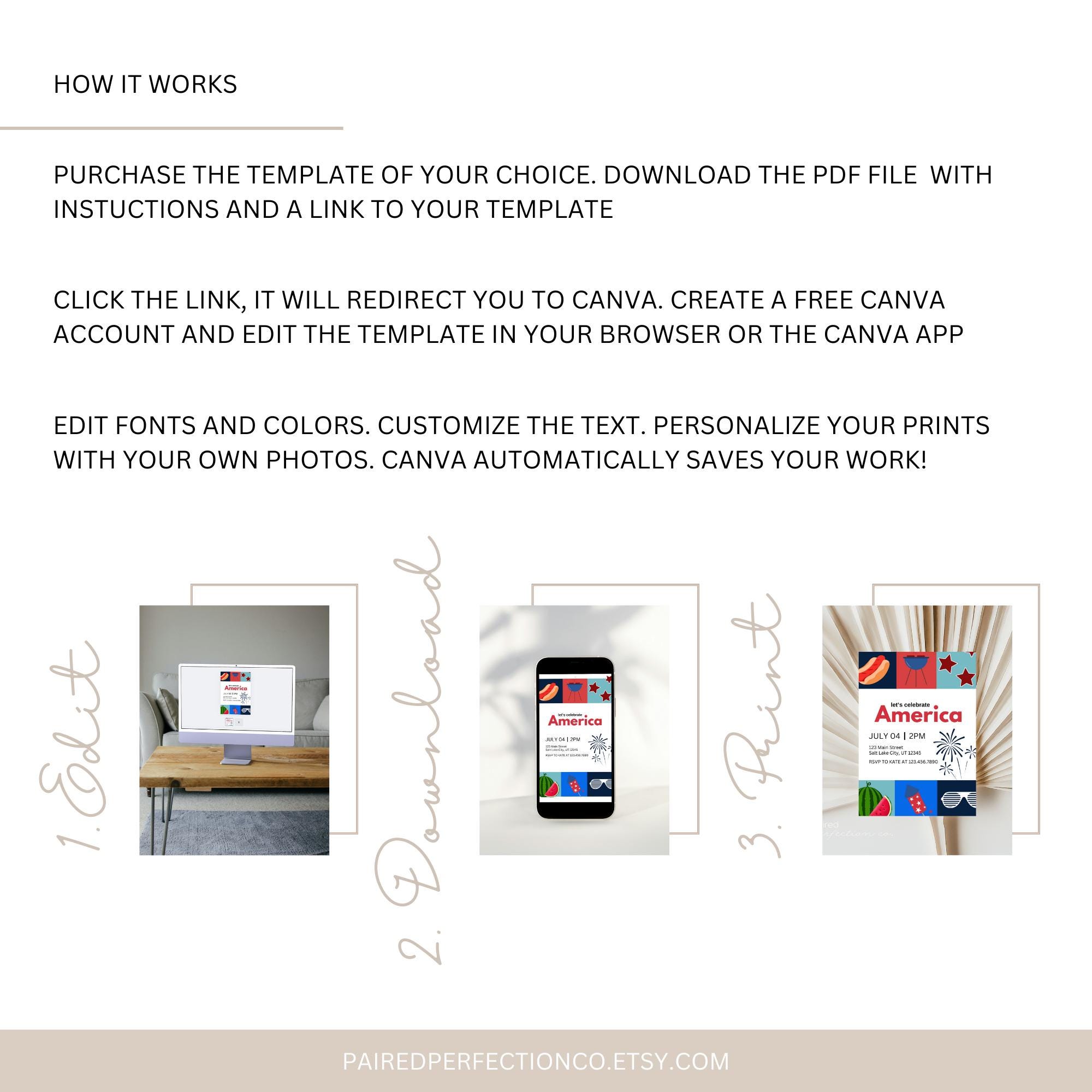 Let's Celebrate America 4th of July Invitation, 4th of July BBQ, Modern ...