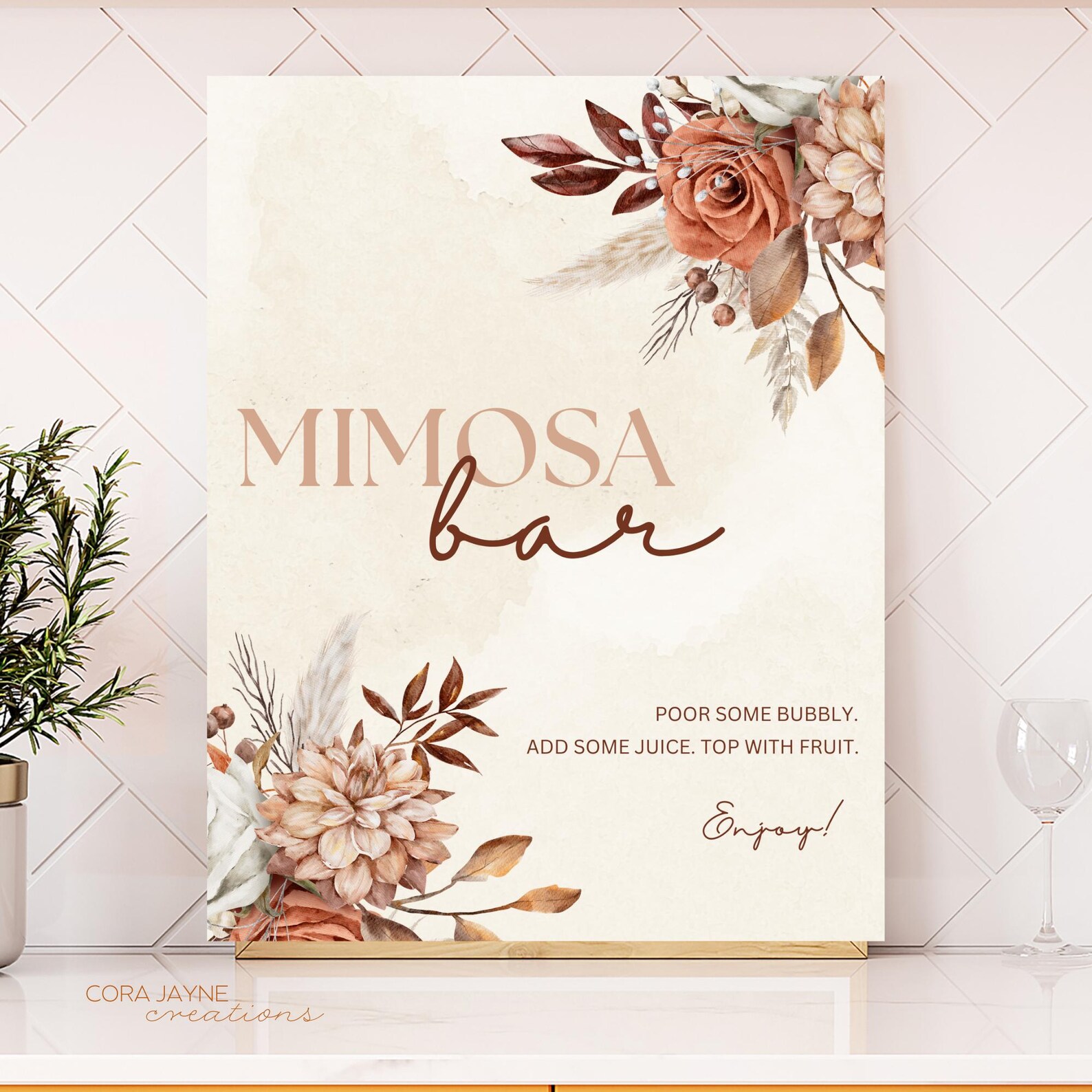 Mimosa Bar Sign, Mimosa Bar, Fall Mimosa Bar Sign, Fall in Love Bridal ...