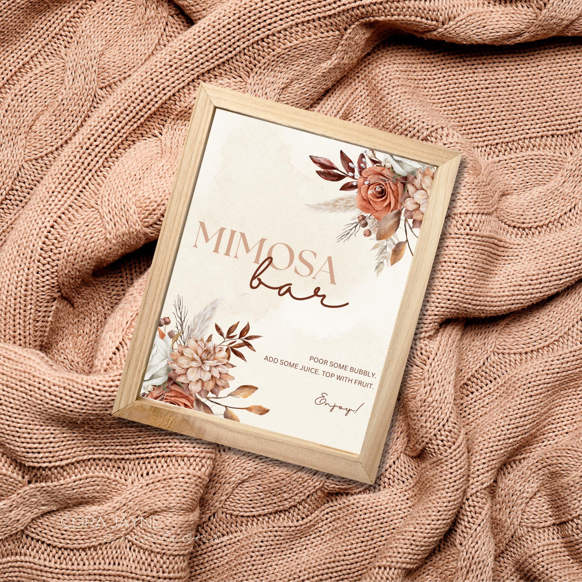 Mimosa Bar Sign, Mimosa Bar, Fall Mimosa Bar Sign, Fall in Love Bridal ...