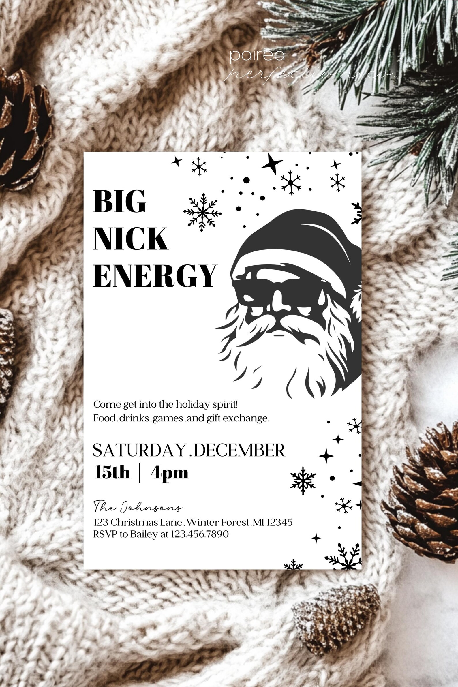 Big Nick Energy Christmas Party Invitation, Funny Holiday Invite ...
