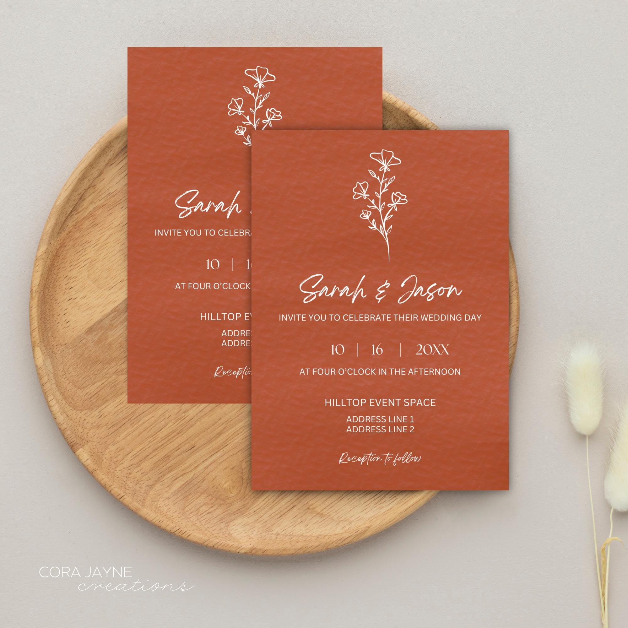 Fall Wedding Invitation, Terracotta Wedding Invitation, Terracotta ...