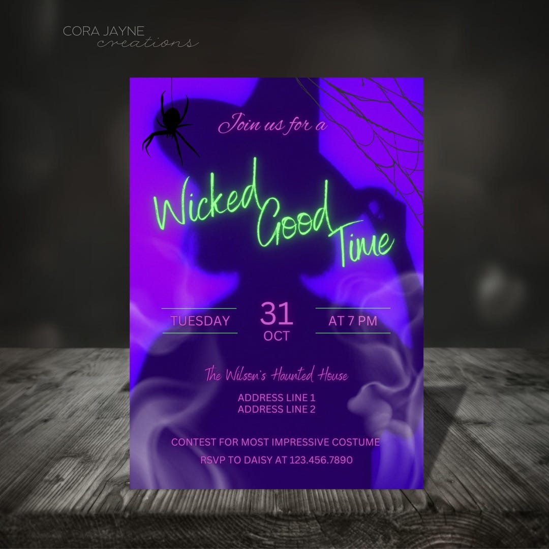 Wicked Good Time Halloween Party Invitation, Halloween Invitation ...