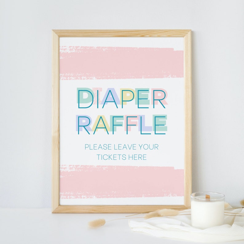 Editable Baby Shower Diaper Raffle Sign, Baby Shower Table Decorations ...