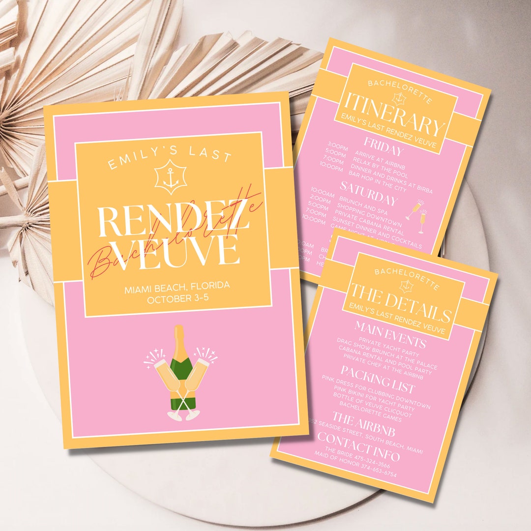 Veuve Before Vows Bachelorette Party Itinerary and Invitation Template ...