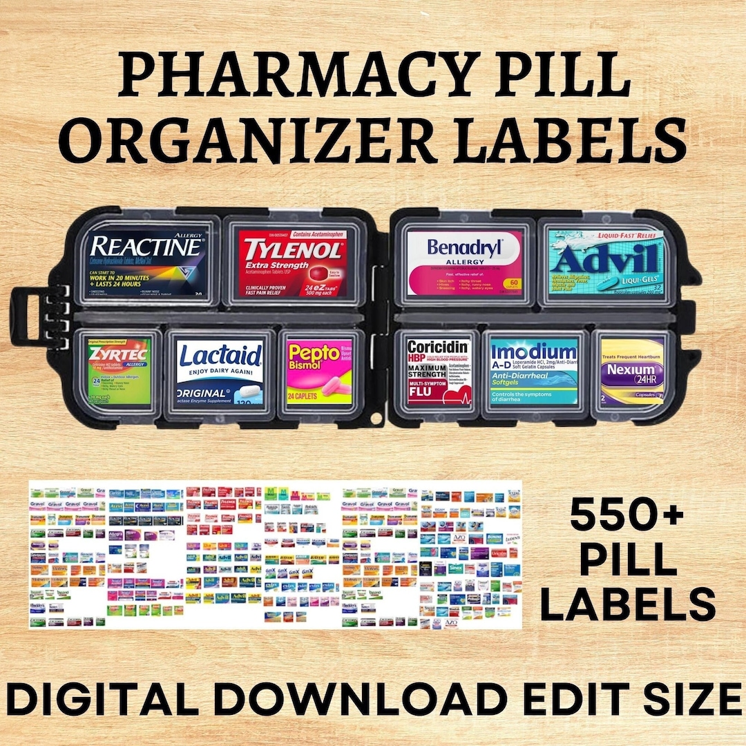 Pharmacy Pill Organizer Labels, Pill Box, Pill Organizer, Pill Labels ...