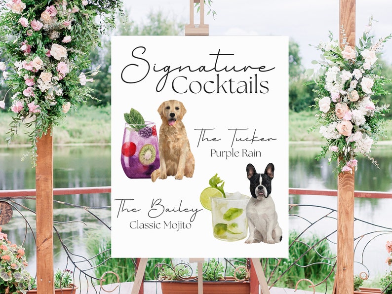 Dog Signature Drink Sign Cat Signature Cocktail Sign - Etsy