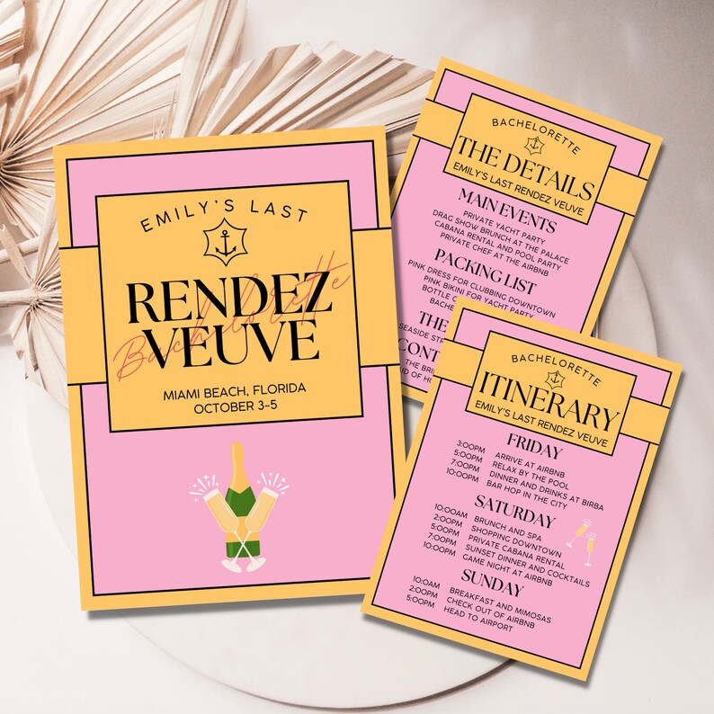 Veuve Before Vows Bachelorette Party Itinerary and Invitation Template ...