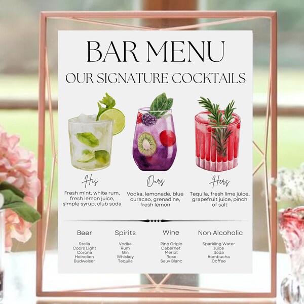 Wedding Bar Menu - Etsy