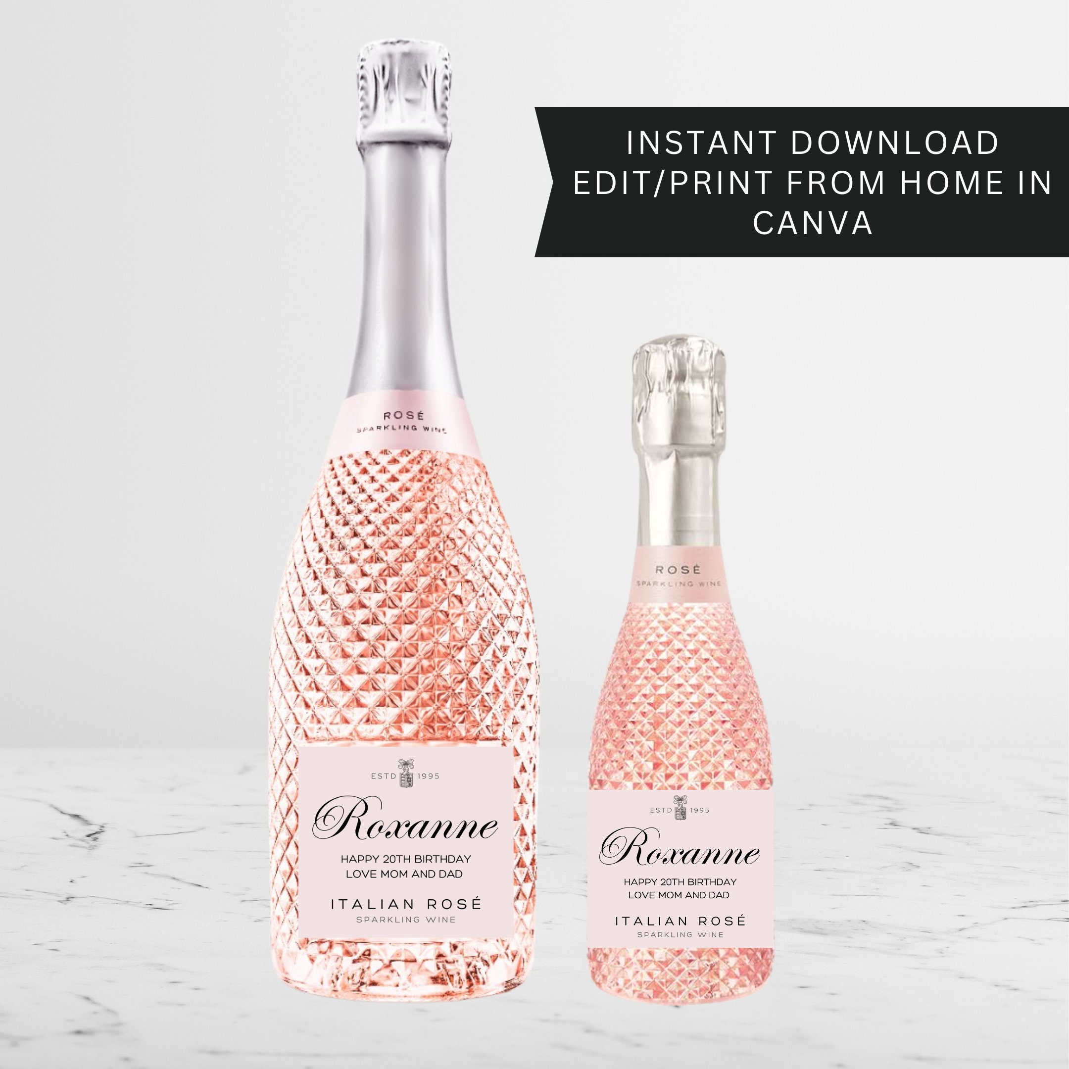 Personalized Prosecco Champagne Wine Label, Birthday Champagne Label ...