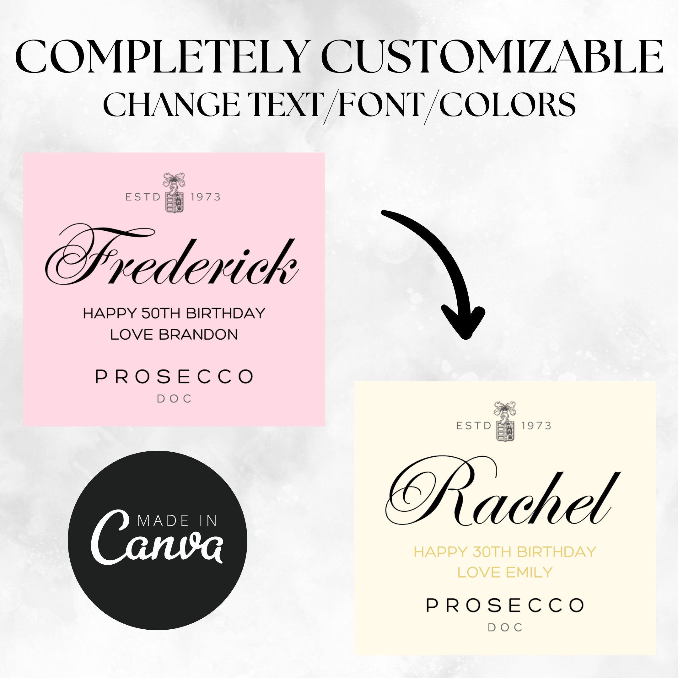 Personalized Prosecco Champagne Wine Label, Birthday Champagne Label ...