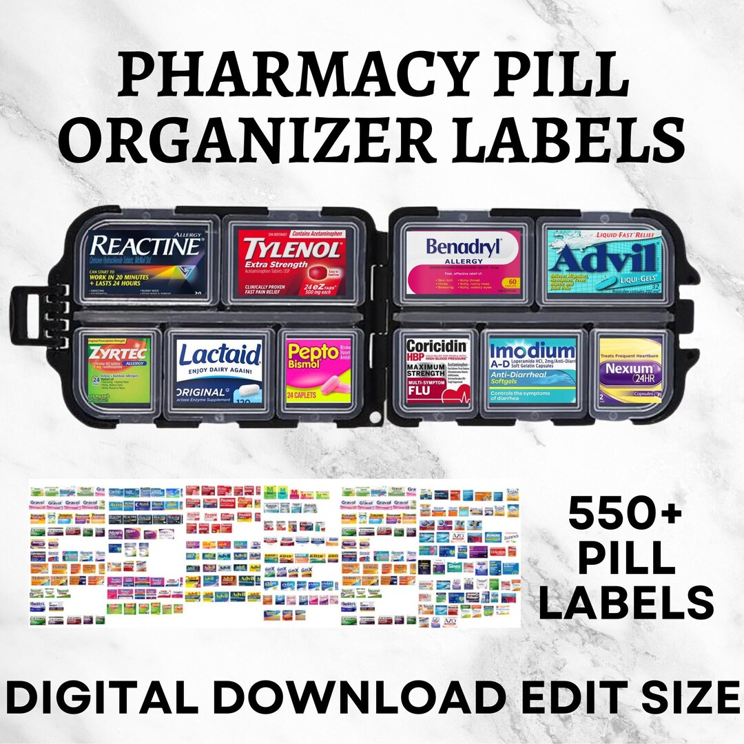 Pharmacy Pill Organizer Labels, Pill Box, Pill Organizer, Pill Labels ...