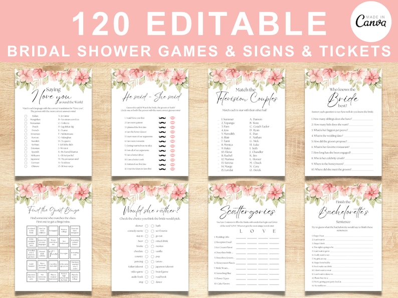 Bridal Shower Games Printable Bachelorette Shower Games - Etsy