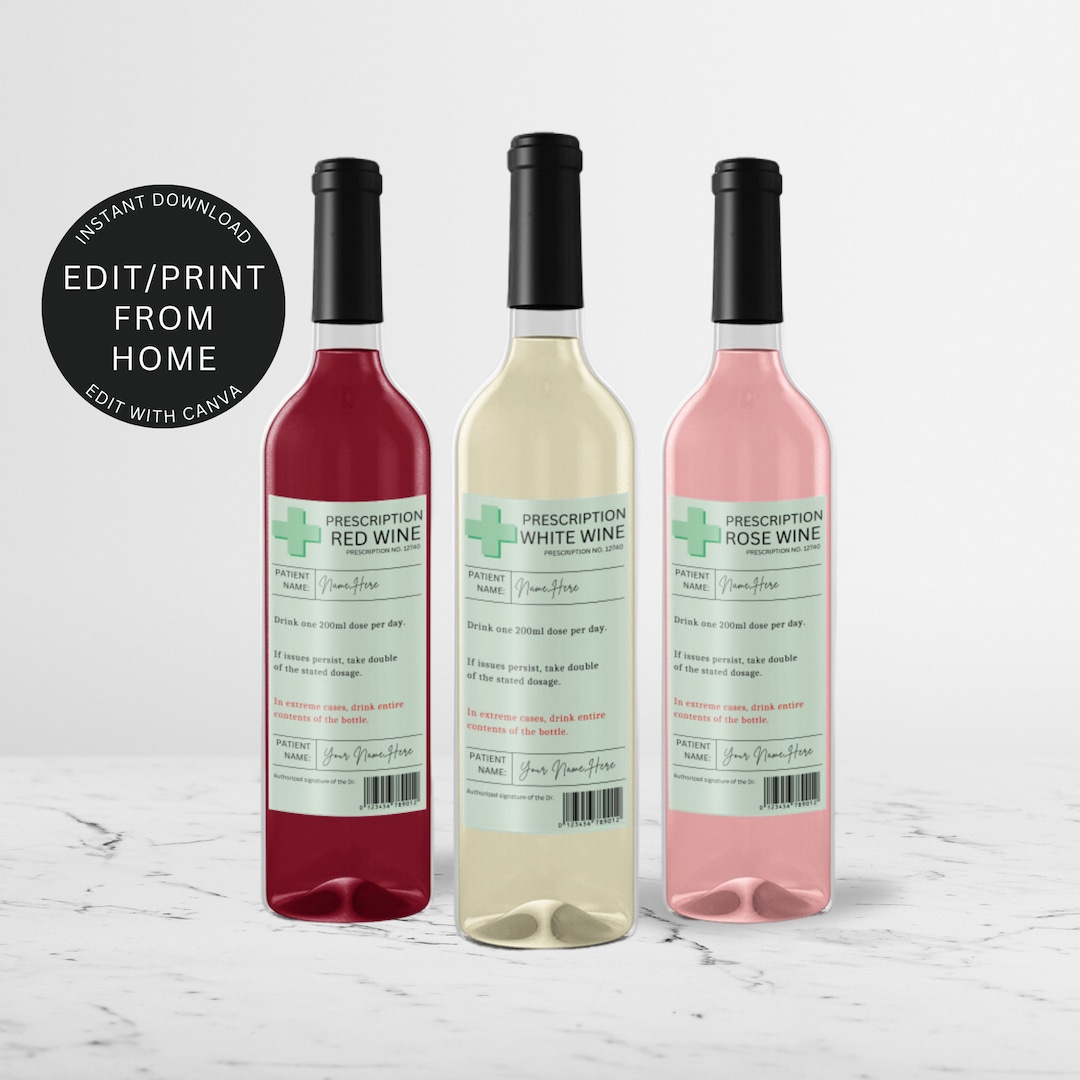 Personalized Prescription Wine Bottle Label Custom Wine - Etsy UK