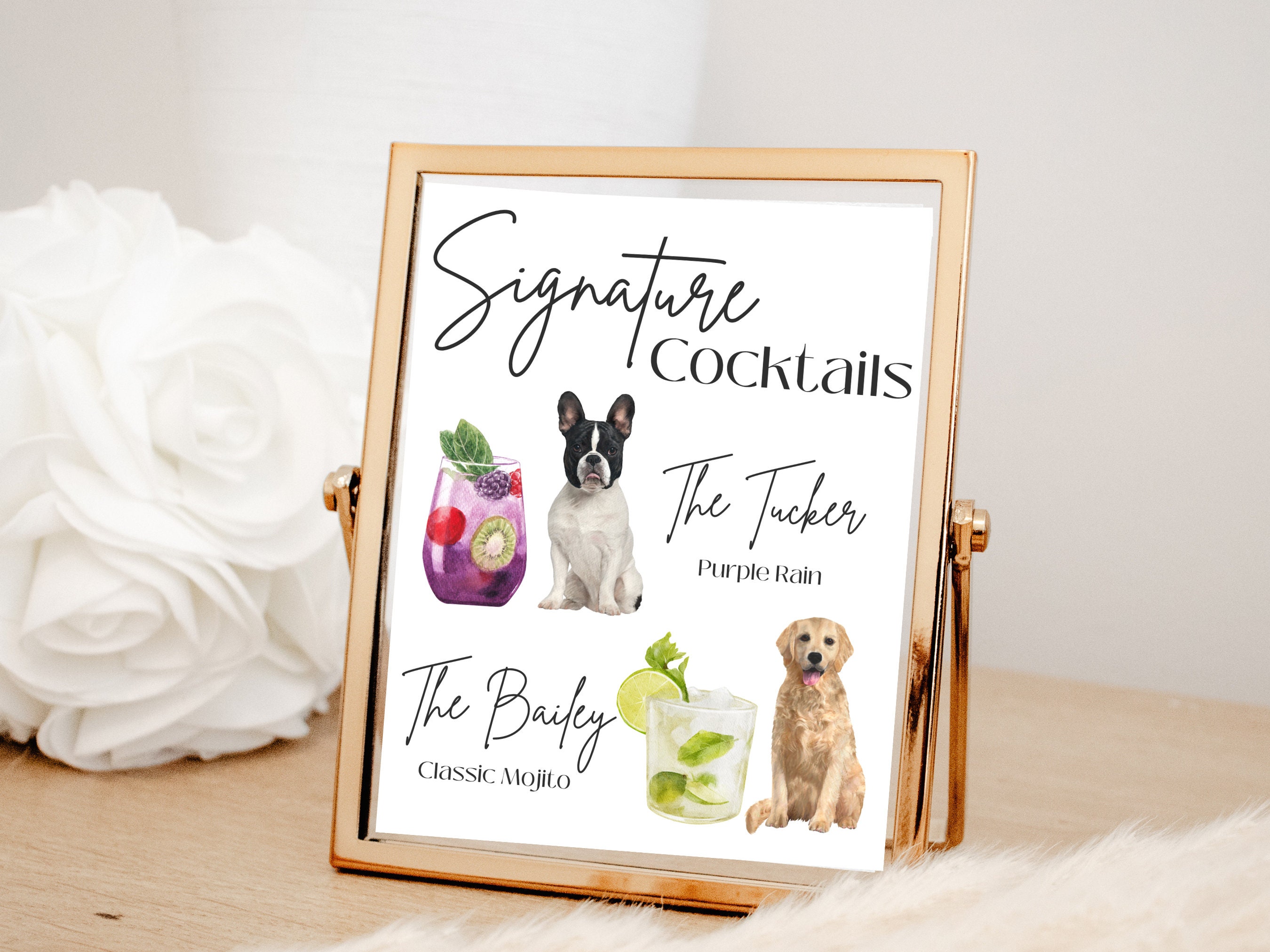Dog Signature Drink Sign Pet Signature Cocktail Sign - Etsy