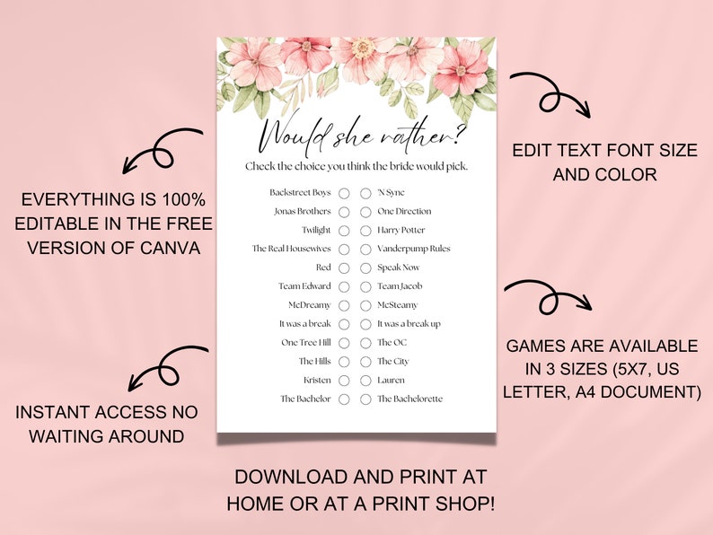 Bridal Shower Games, Printable Bachelorette Shower Games, Bridal Shower ...