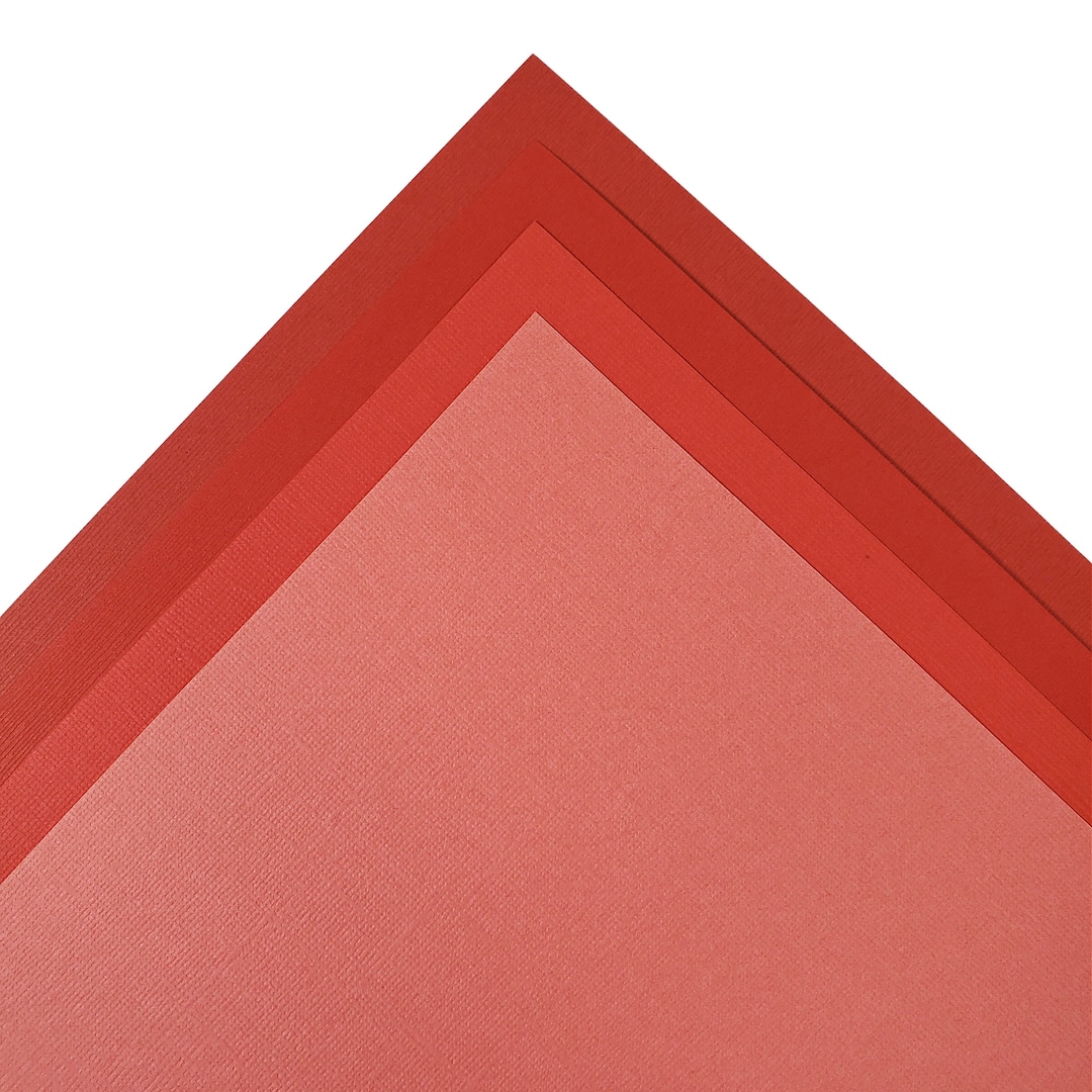 Bazzill Mono Red Cardstock Variety Pack - 12 Sheets 12x12 Red Textured ...