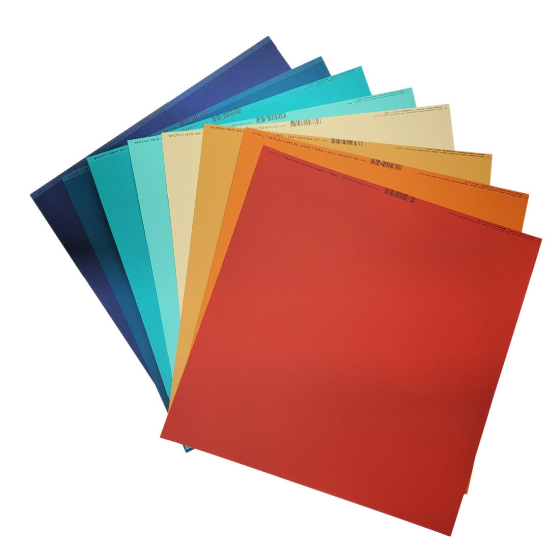 Retro Rainbow Cardstock Variety Pack - 16 Sheets Bazzill 12x12 Textured ...