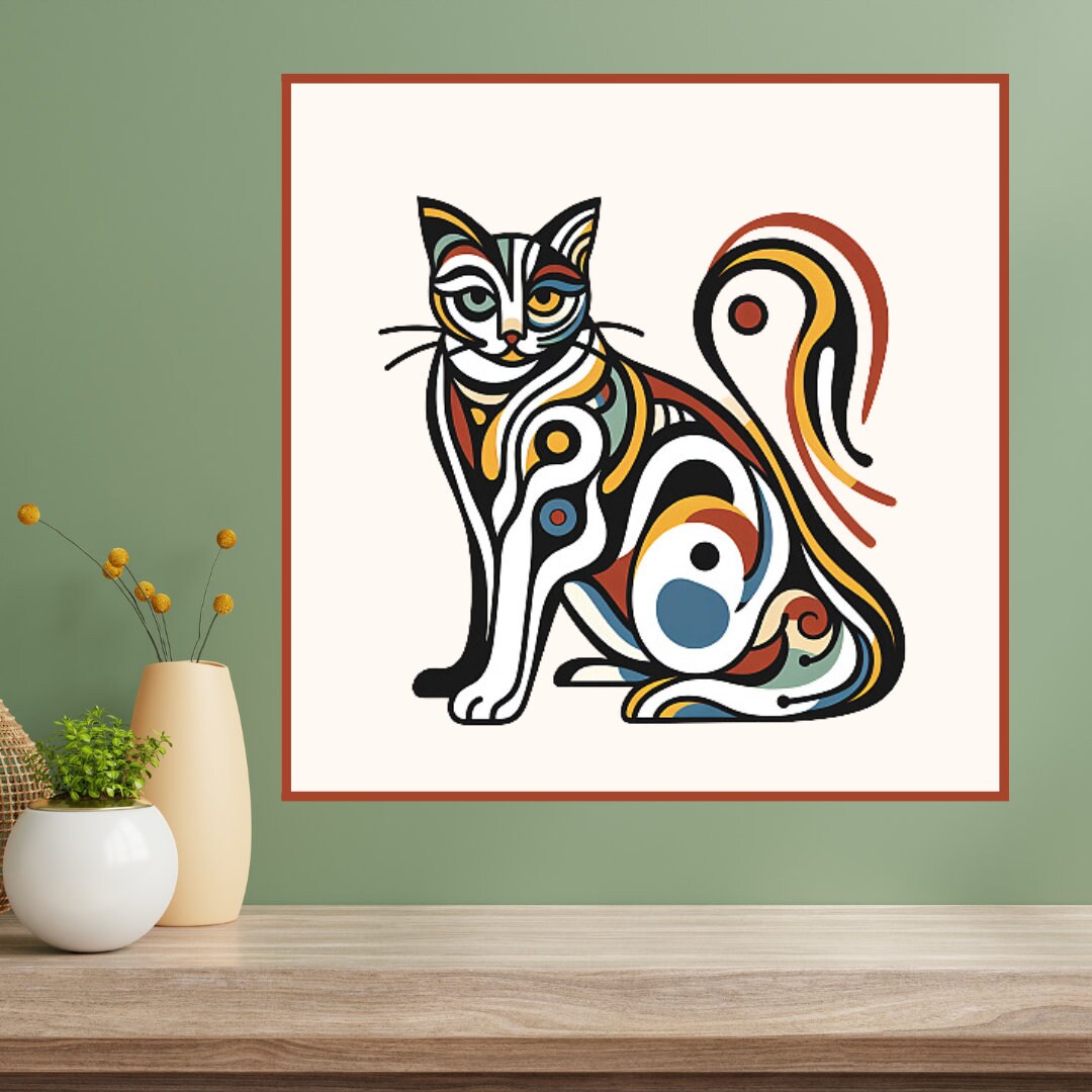 Cat Constructivism Poster, Abstract Wall Art, Modern Art Print ...