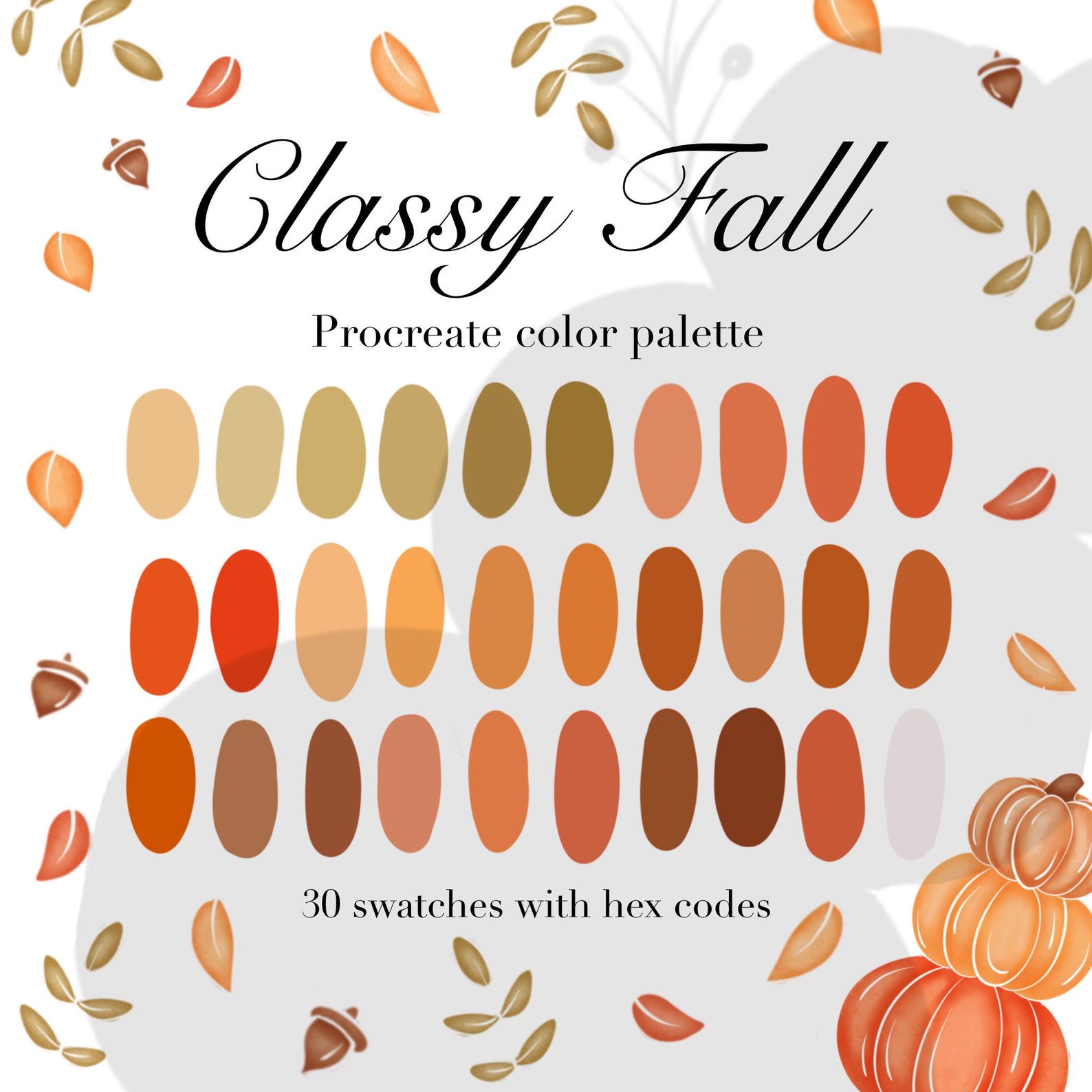 Fall Procreate Color Palette Procreate Color Swatches HEX Codes iPad ...