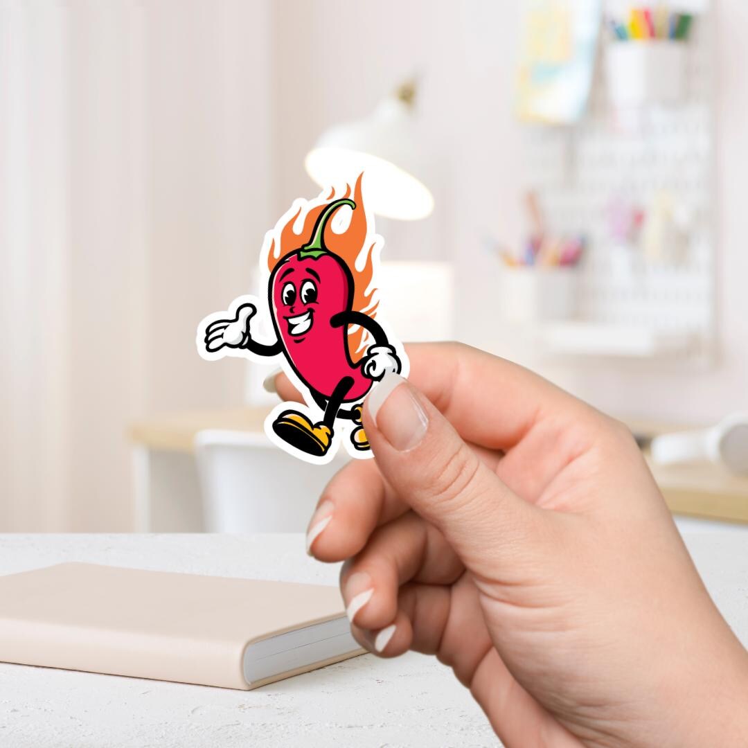Retro Chili Pepper Sticker, Cute Laptop Decal, Gift for Chefs, Spicy ...