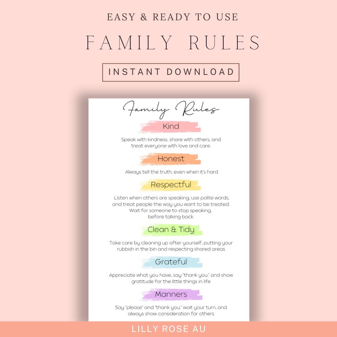 Family Rules Digital Download - Etsy