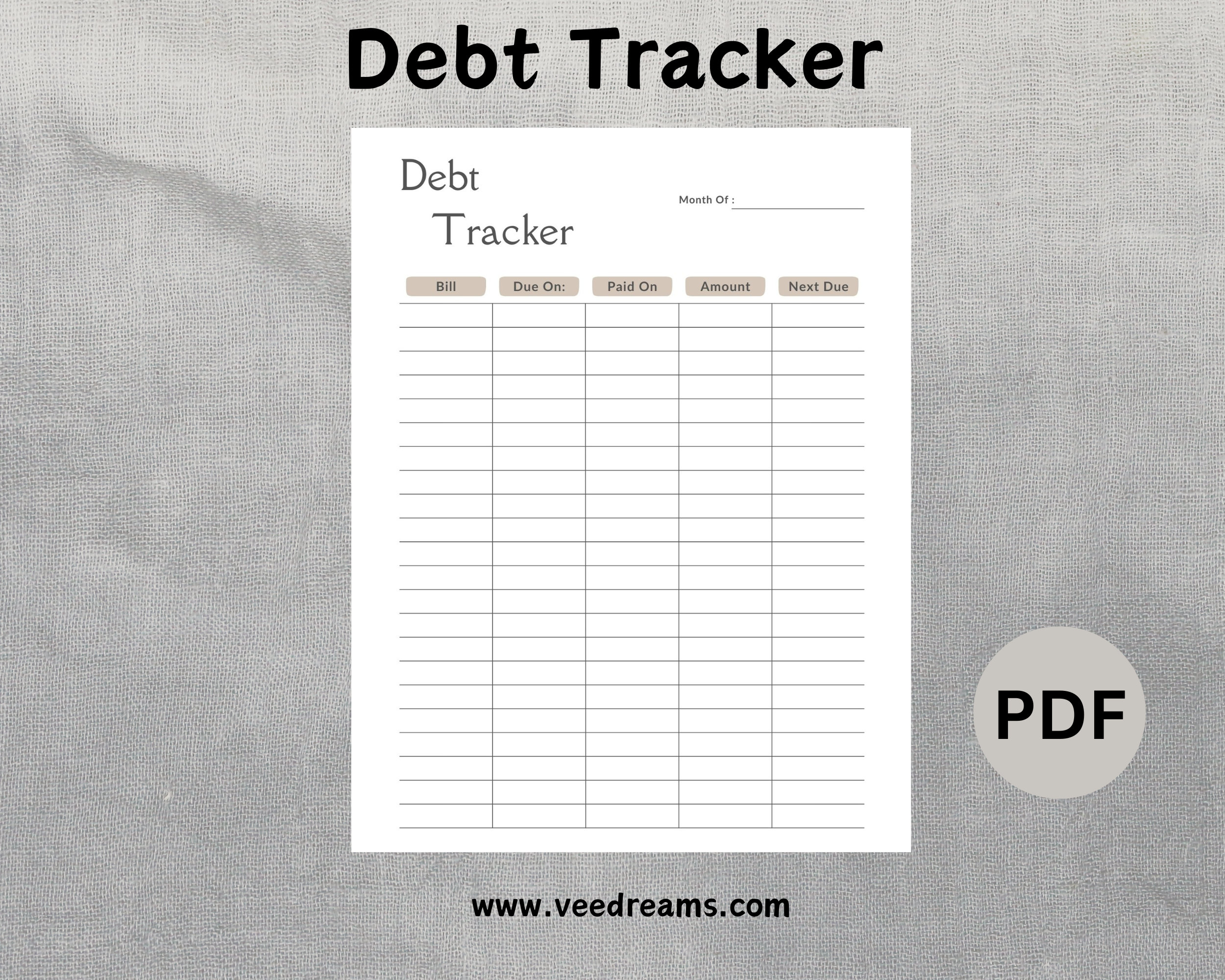 Monthly Debt Tracker Printable (PDF Pattern) - Etsy