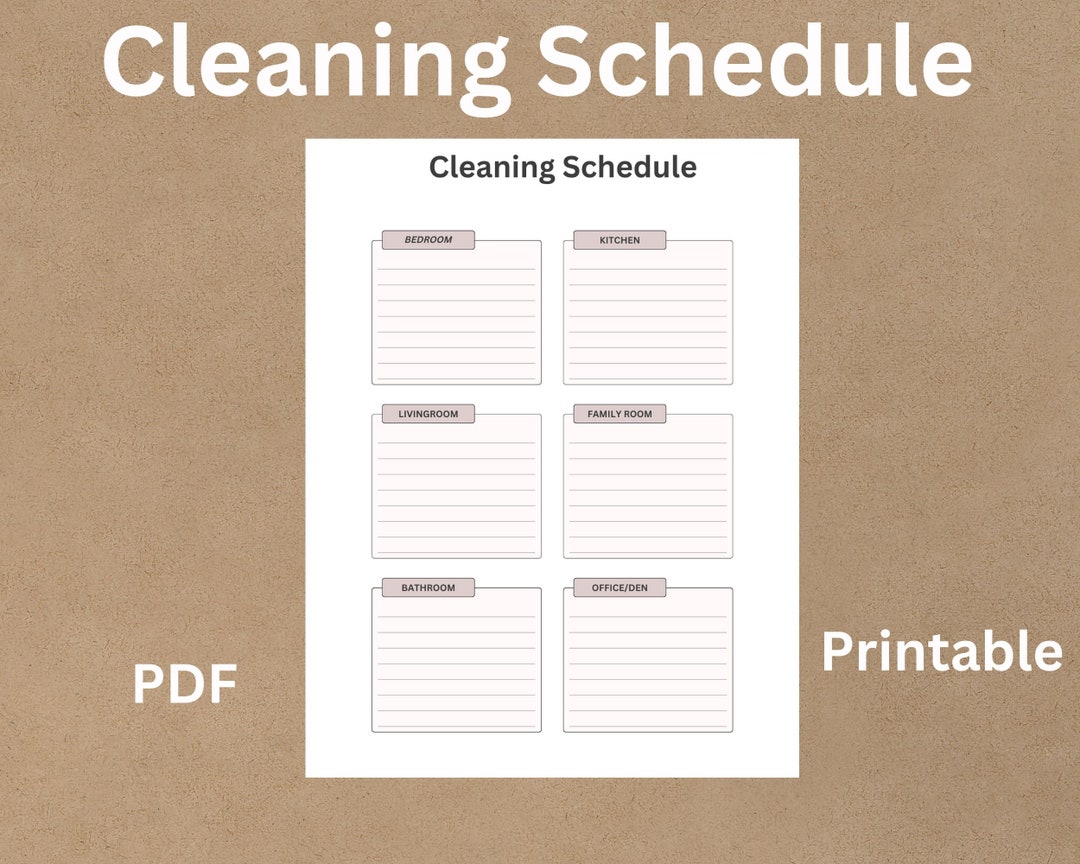 Printable Cleaning Schedule (PDF) - Etsy