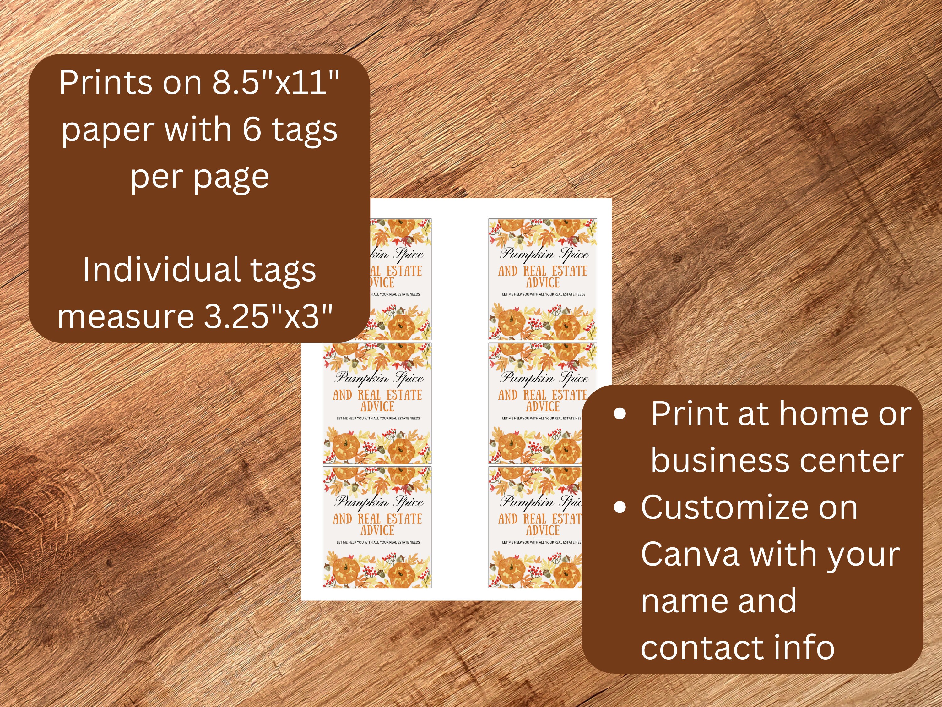 Custom Printable Fall Real Estate Pop-by Gift Tag - Instant Download ...