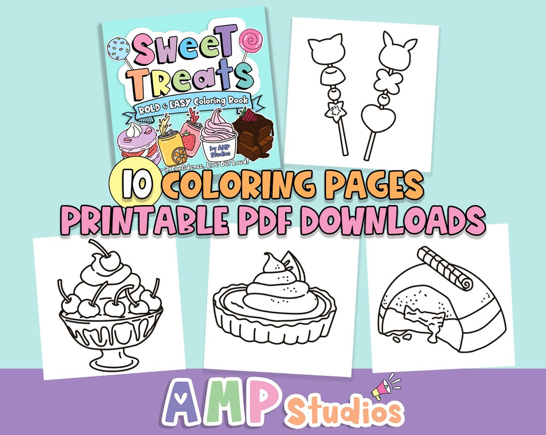 Relaxing Adult Coloring Book - Sweet Treats Bold and Easy - Etsy
