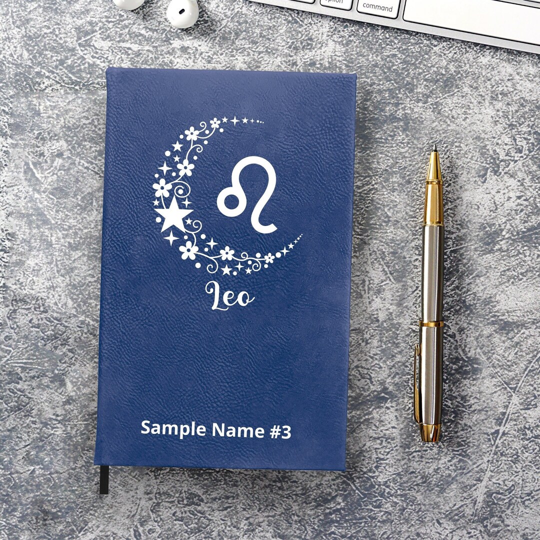 Zodiac Journal, Personalized Leather Journal, Astrology, Moon Stars ...