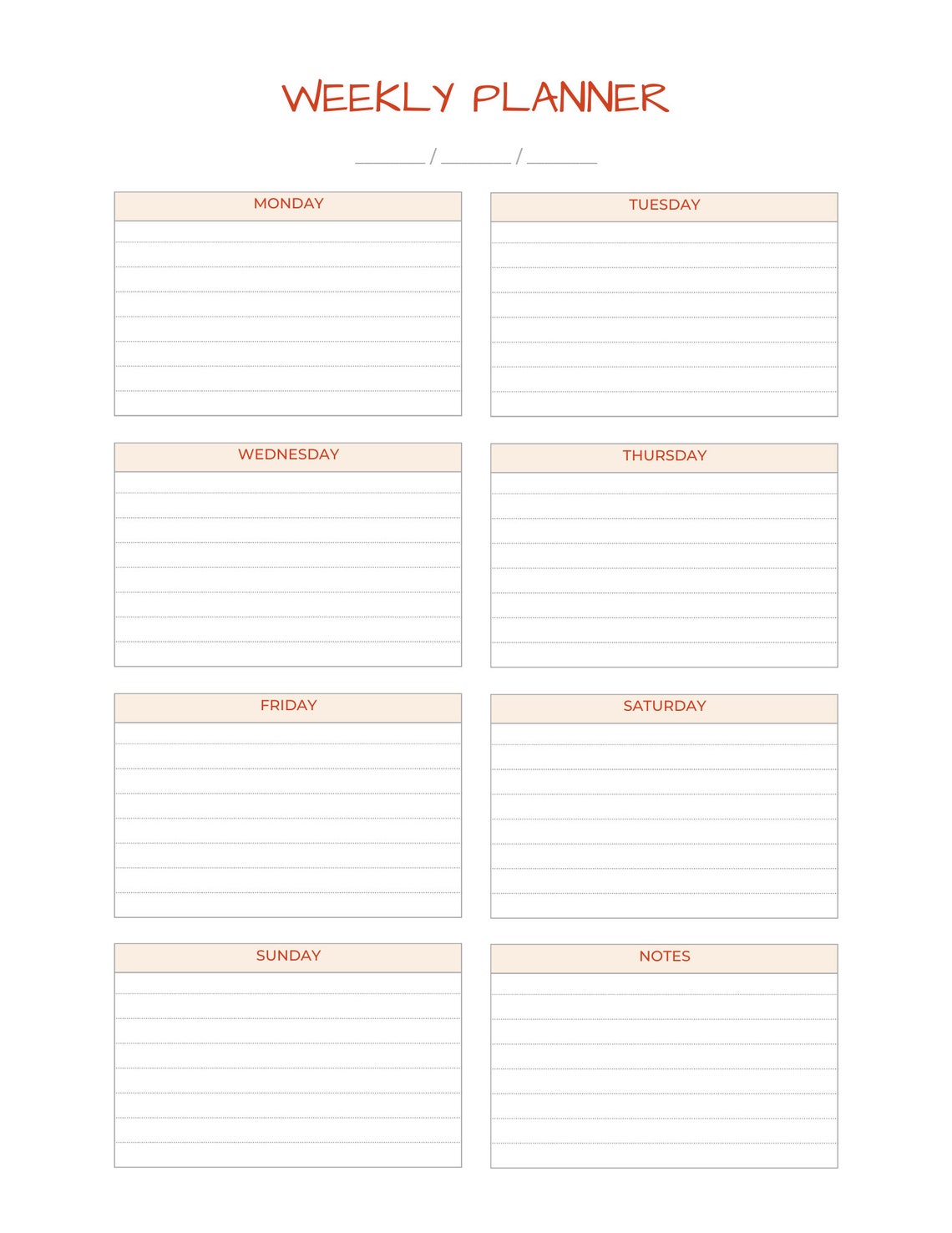 Printable Planner - Etsy