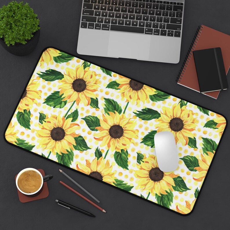 Sunflowers Extra Large Desk Mat, Botanical Sunflower Desk Decor, Floral ...